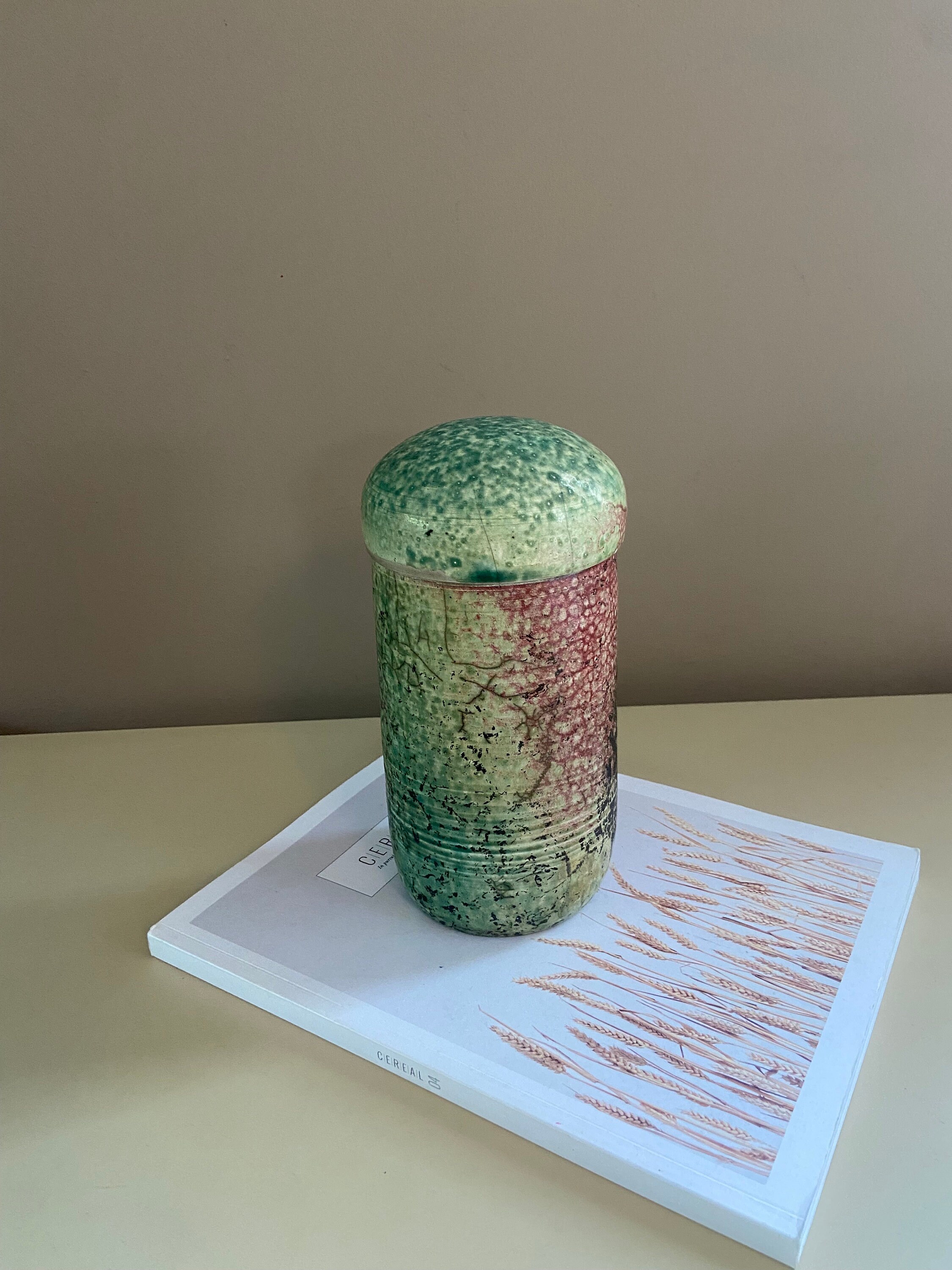 Eclectic Studio Pottery Artist Signed Raku Glaze Large Lidded Jar ...