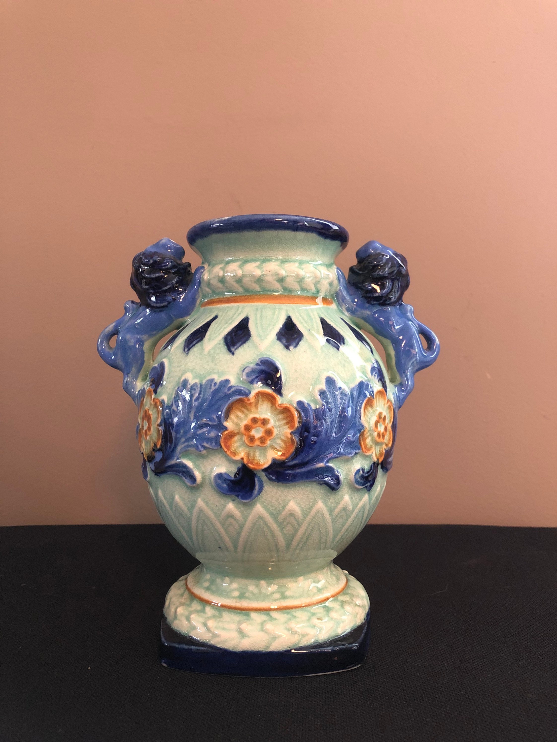 Vintage Moriyama Japan Floral Urn Cachepot Vase Raised Moriage | Etsy