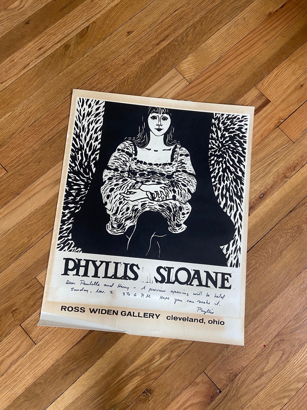 Vintage 60s Phyllis Sloane MCM Handwritten Note to Friends Exhibition ...