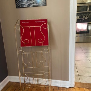 Vintage MCM Midcentury Danish Modern Goldstone Wired Gold Metal Record ...