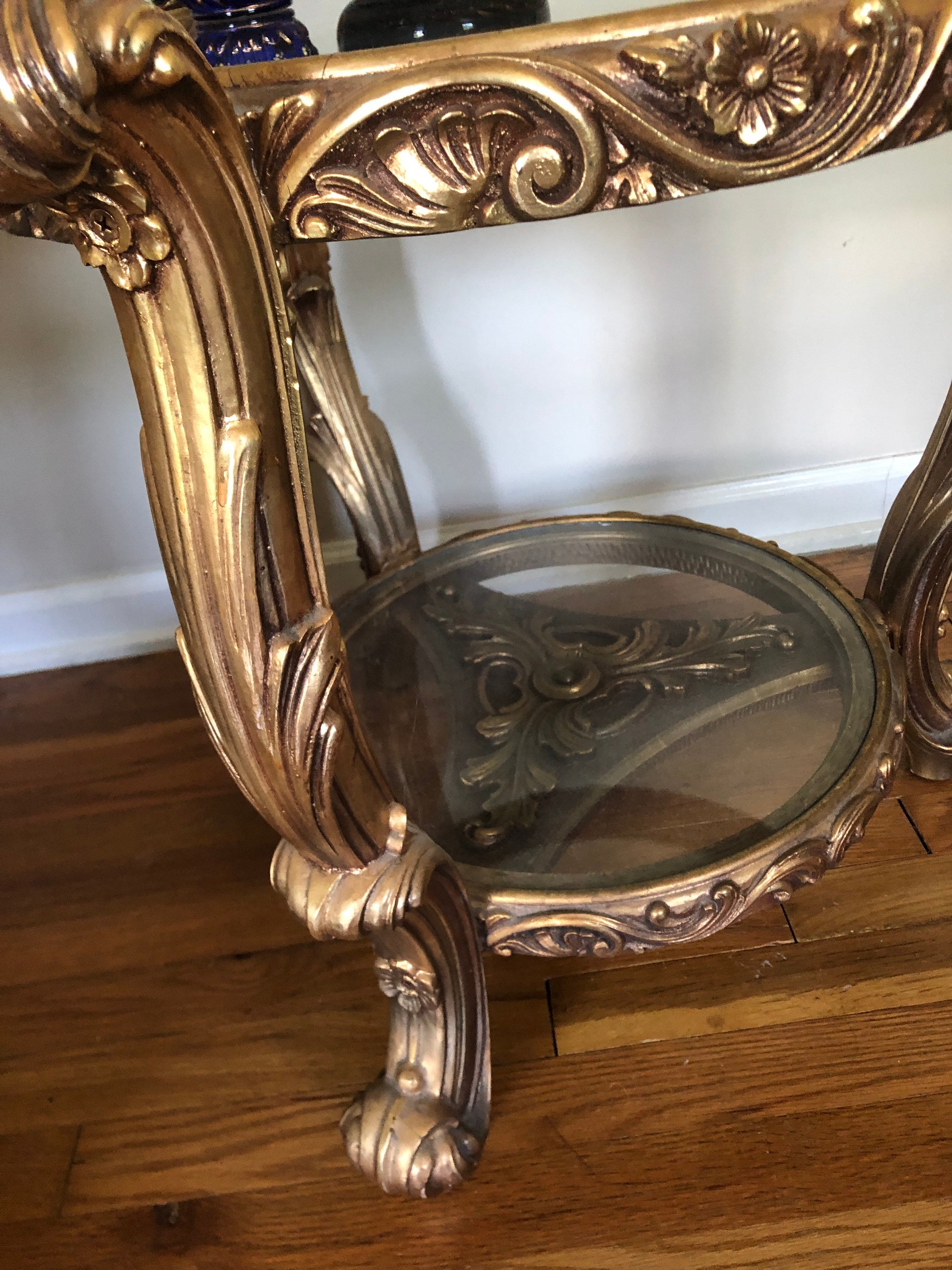 Vintage 70s Neoclassical French Gold Gild With Glass Surface | Etsy