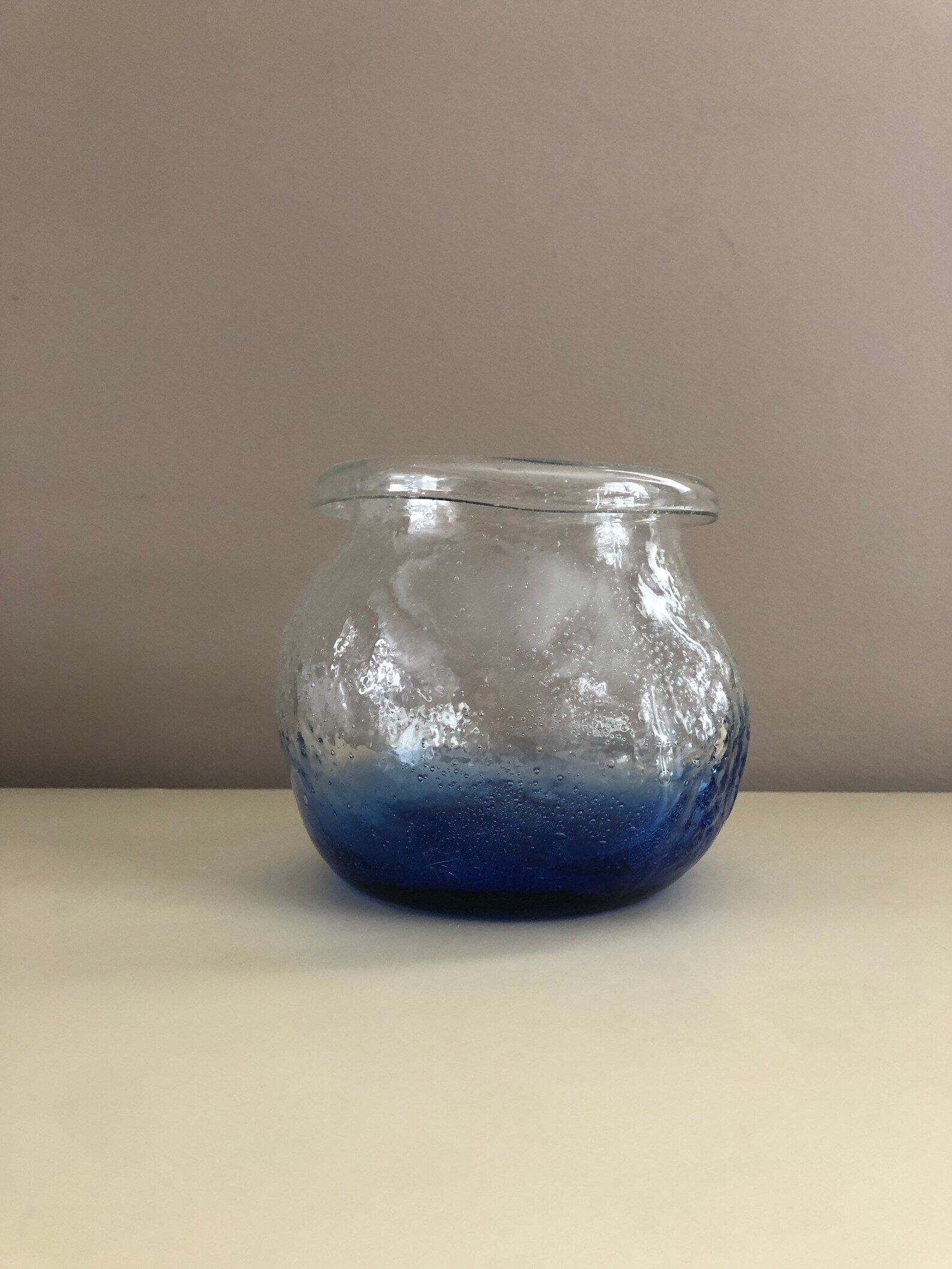 Vintage Gradient Blue to Translucent Large Art Glass Organic - Etsy