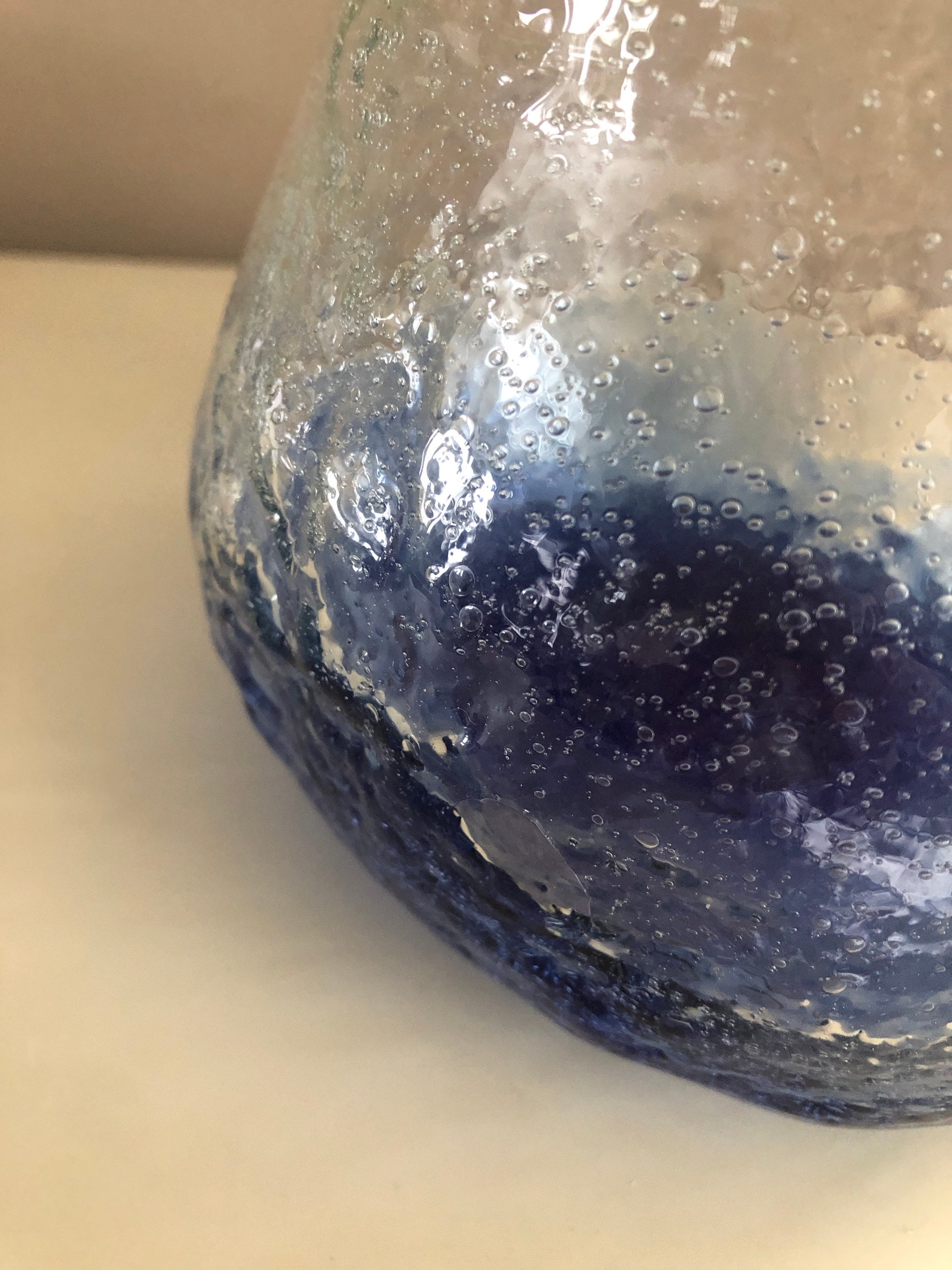 Vintage Gradient Blue to Translucent Large Art Glass Organic - Etsy