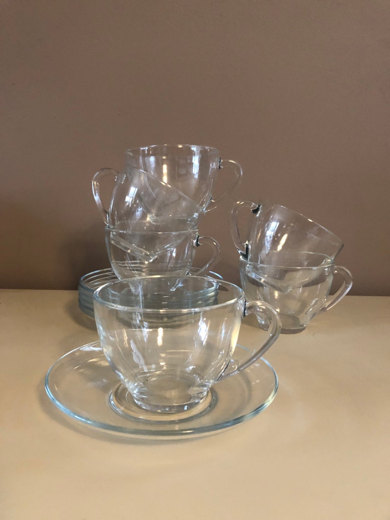 Set for 6 Vintage MCM French Arcoroc Coffee Cups & Saucers - Etsy