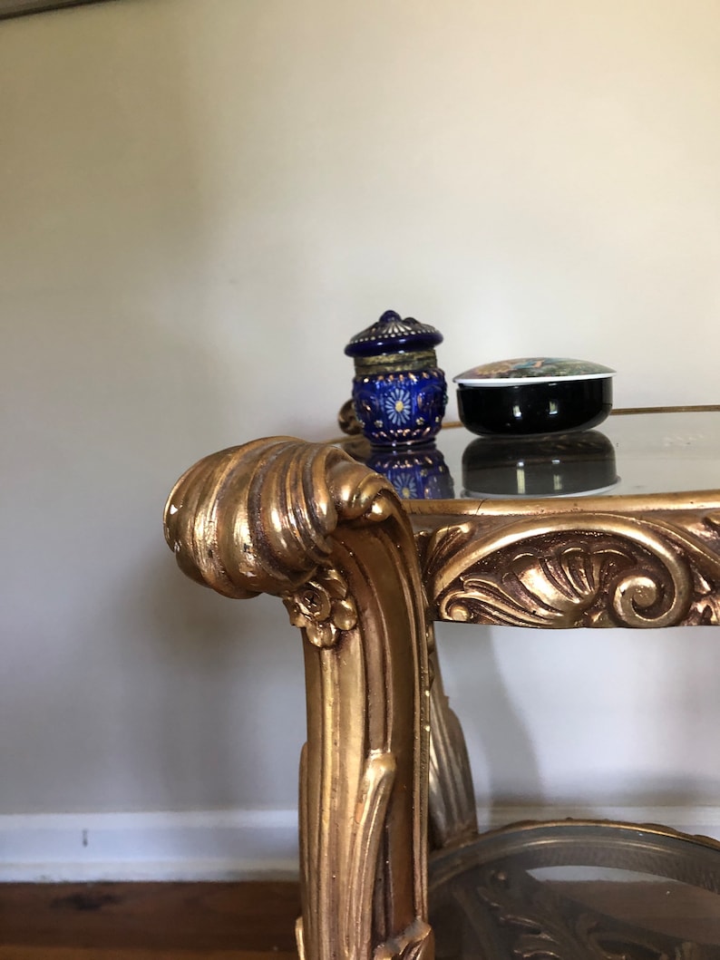 Vintage 70s Neoclassical French Gold Gild With Glass Surface | Etsy