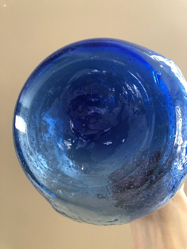 Vintage Gradient Blue to Translucent Large Art Glass Organic - Etsy