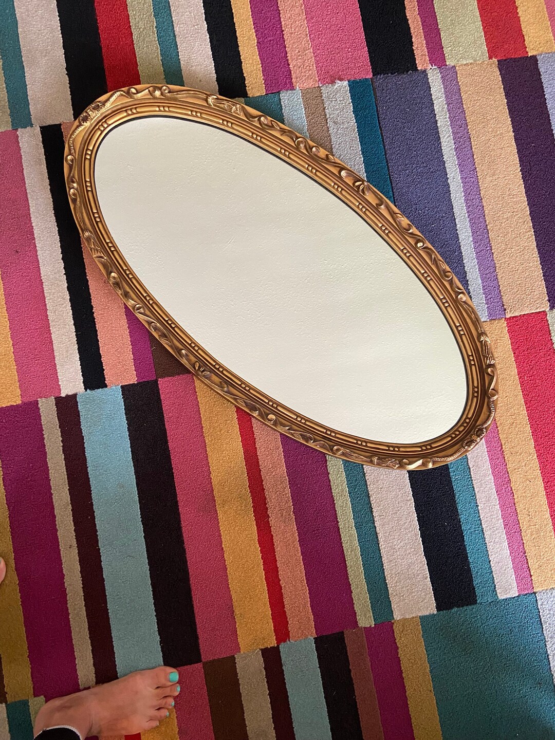 Outrageous Vintage 70s XXL Large Oval Gold Gild Carved Ornate Wall ...