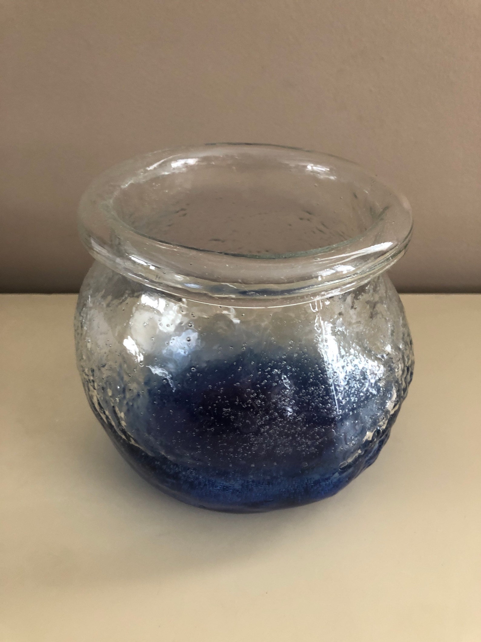 Vintage Gradient Blue to Translucent Large Art Glass Organic - Etsy