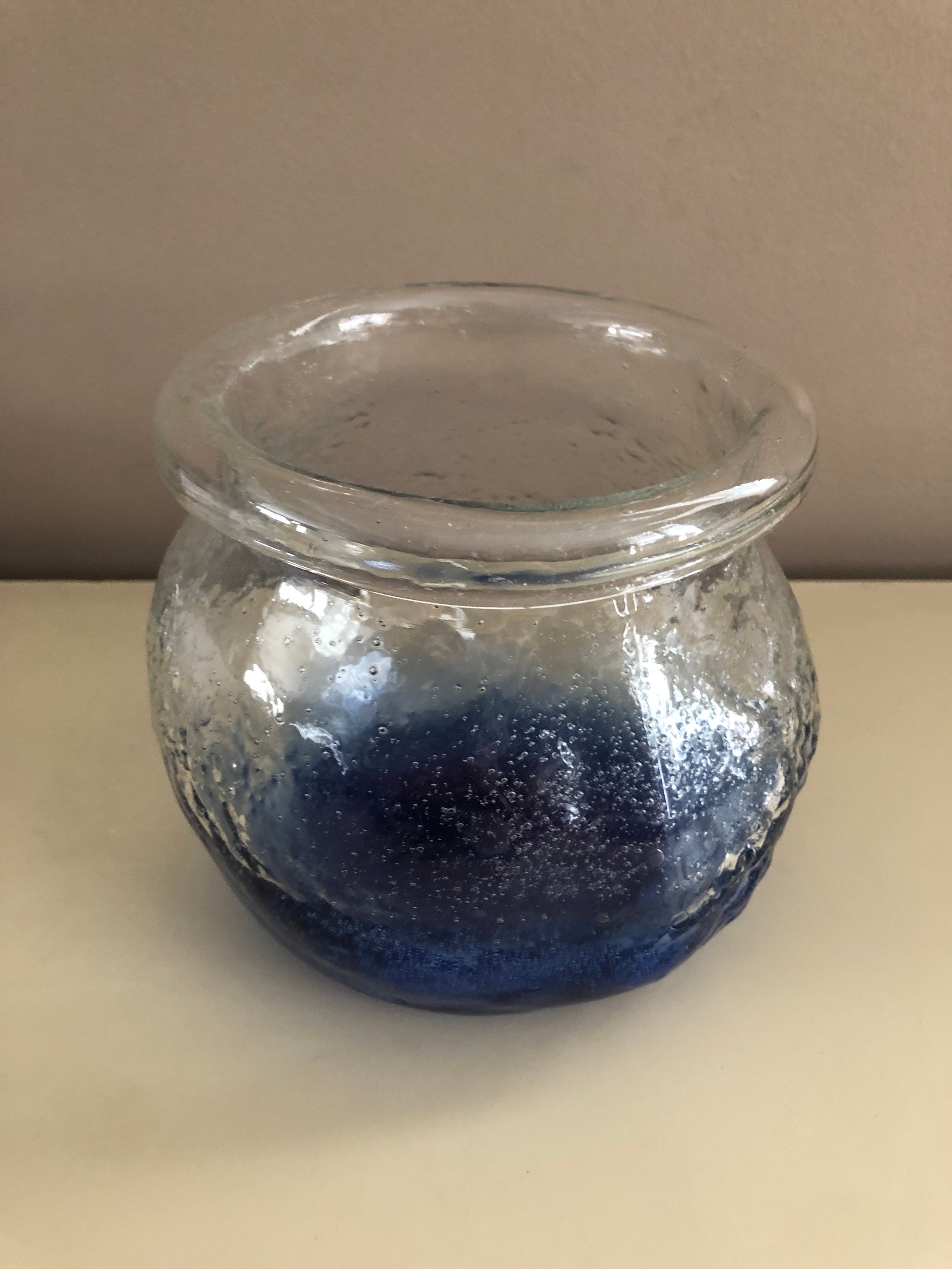 Vintage Gradient Blue to Translucent Large Art Glass Organic - Etsy