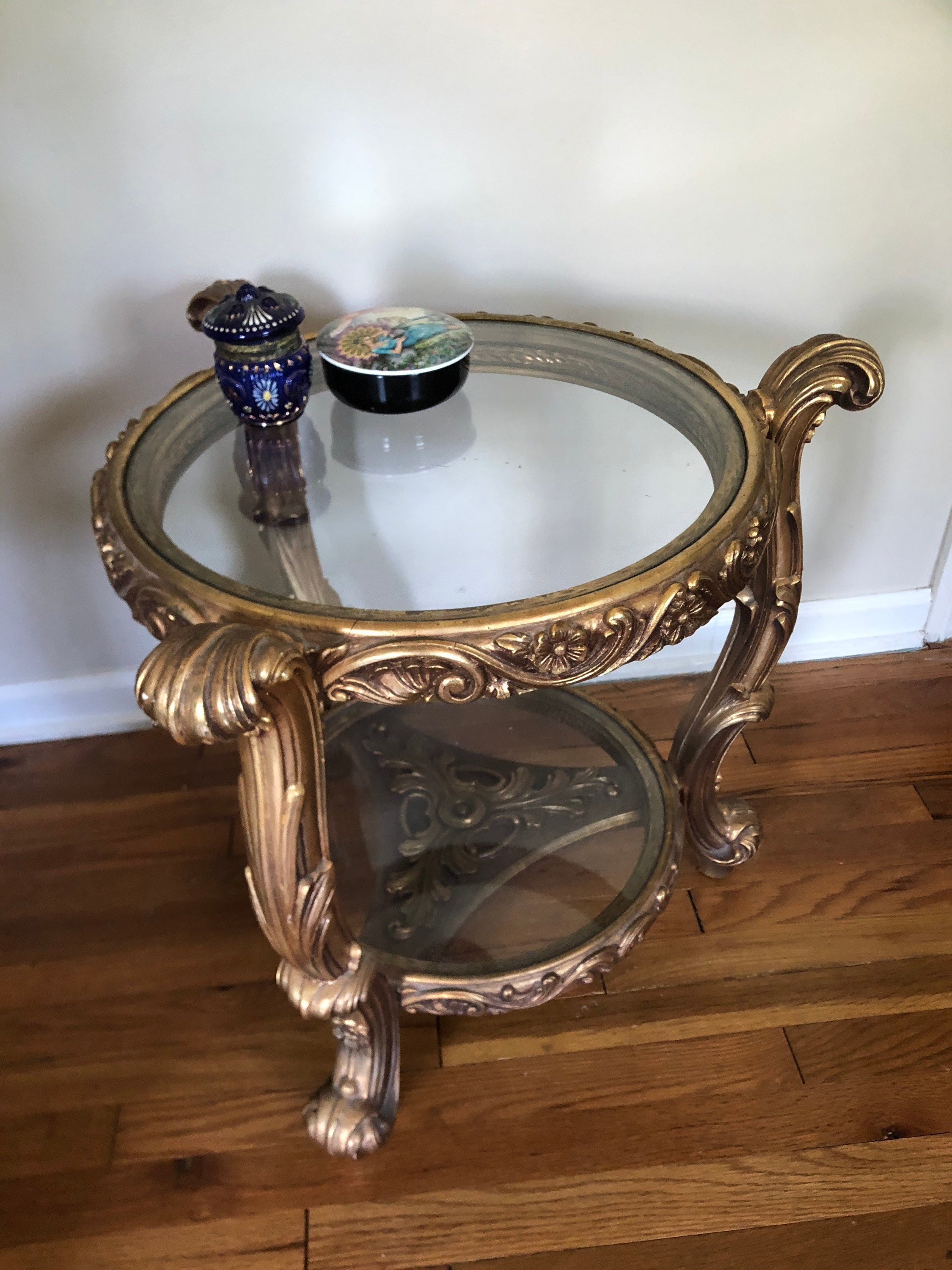 Vintage 70s Neoclassical French Gold Gild With Glass Surface | Etsy