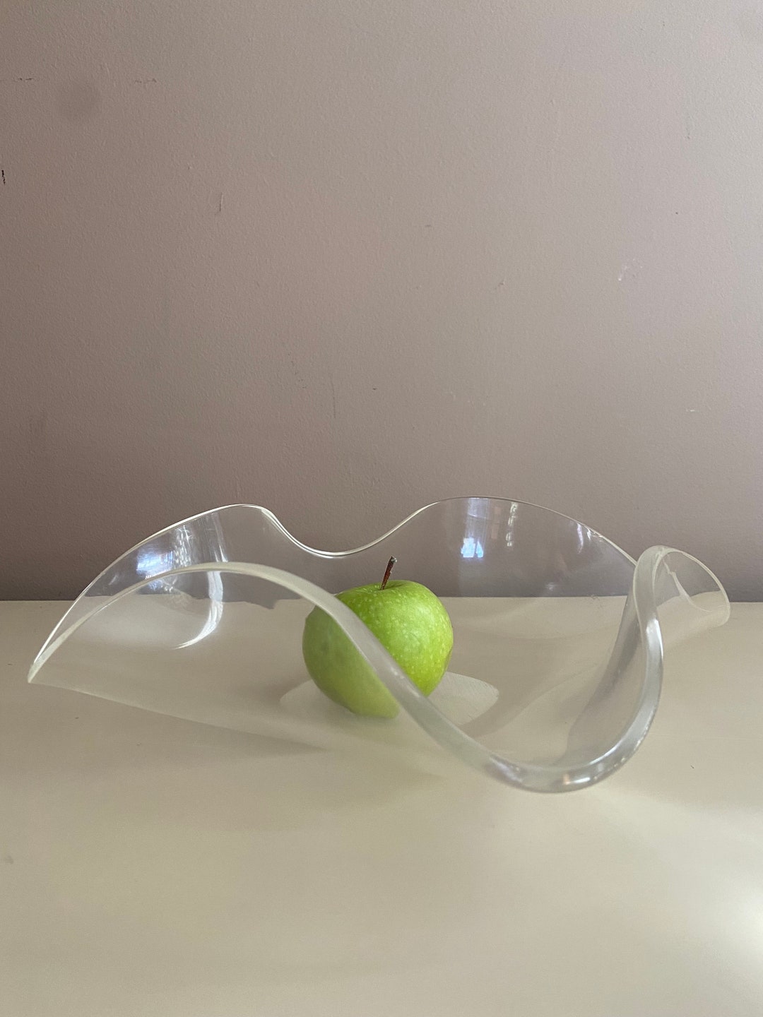 Vintage 80s Modernist Heavyweight Clear Lucite Folded Bowl Clear ...