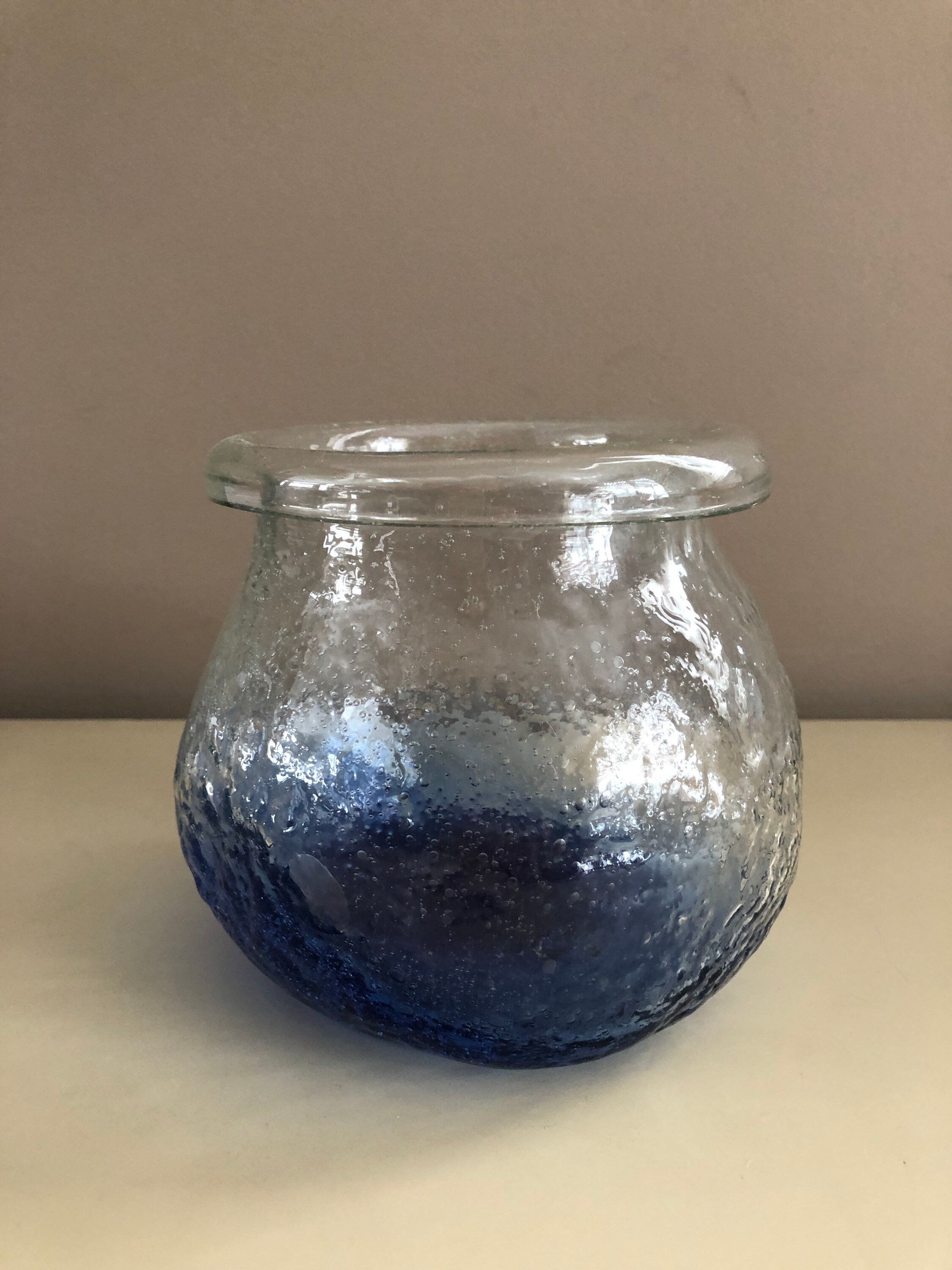 Vintage Gradient Blue to Translucent Large Art Glass Organic - Etsy