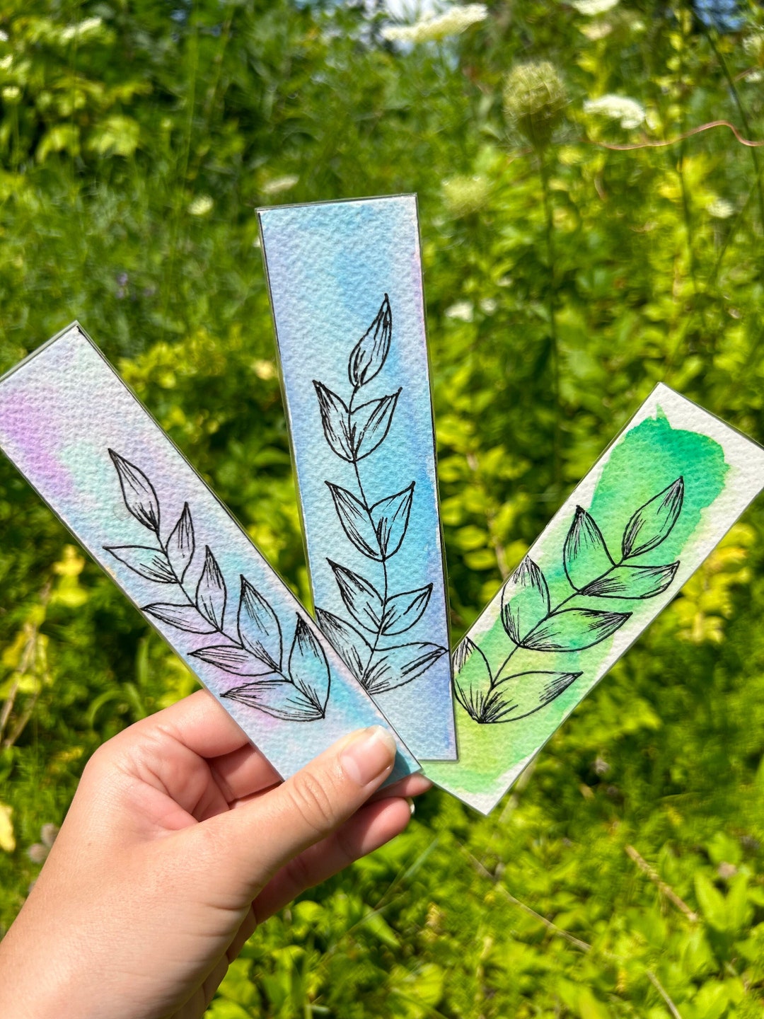 Hand-painted Leaf Bookmark – Watercolor Botanical Design – Laminated ...