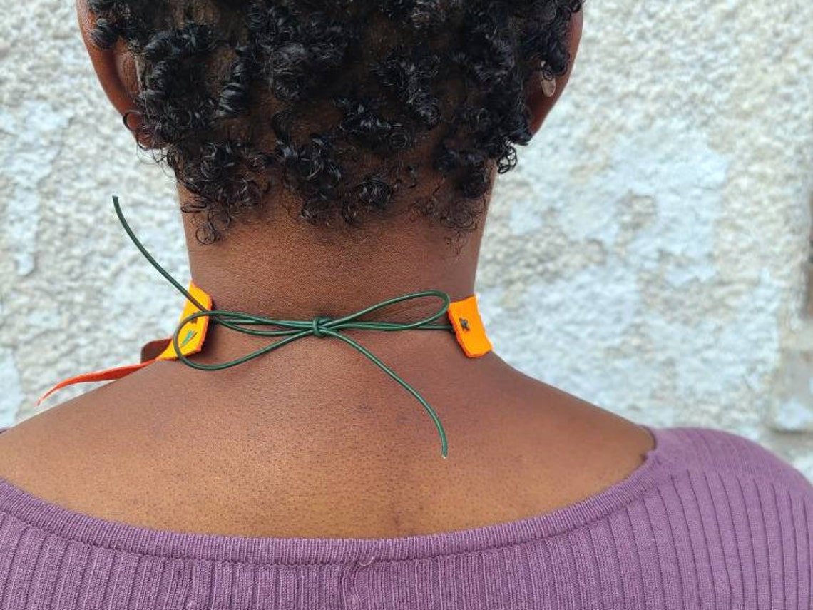 Handmade Studded Leather Choker Necklace With Leather Strings - Etsy