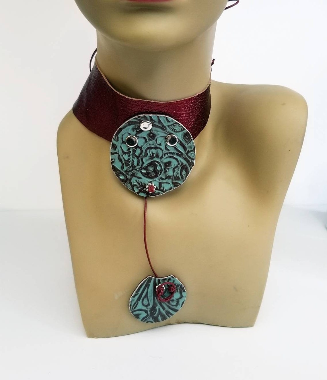 Handmade Leather Choker Necklace - Etsy