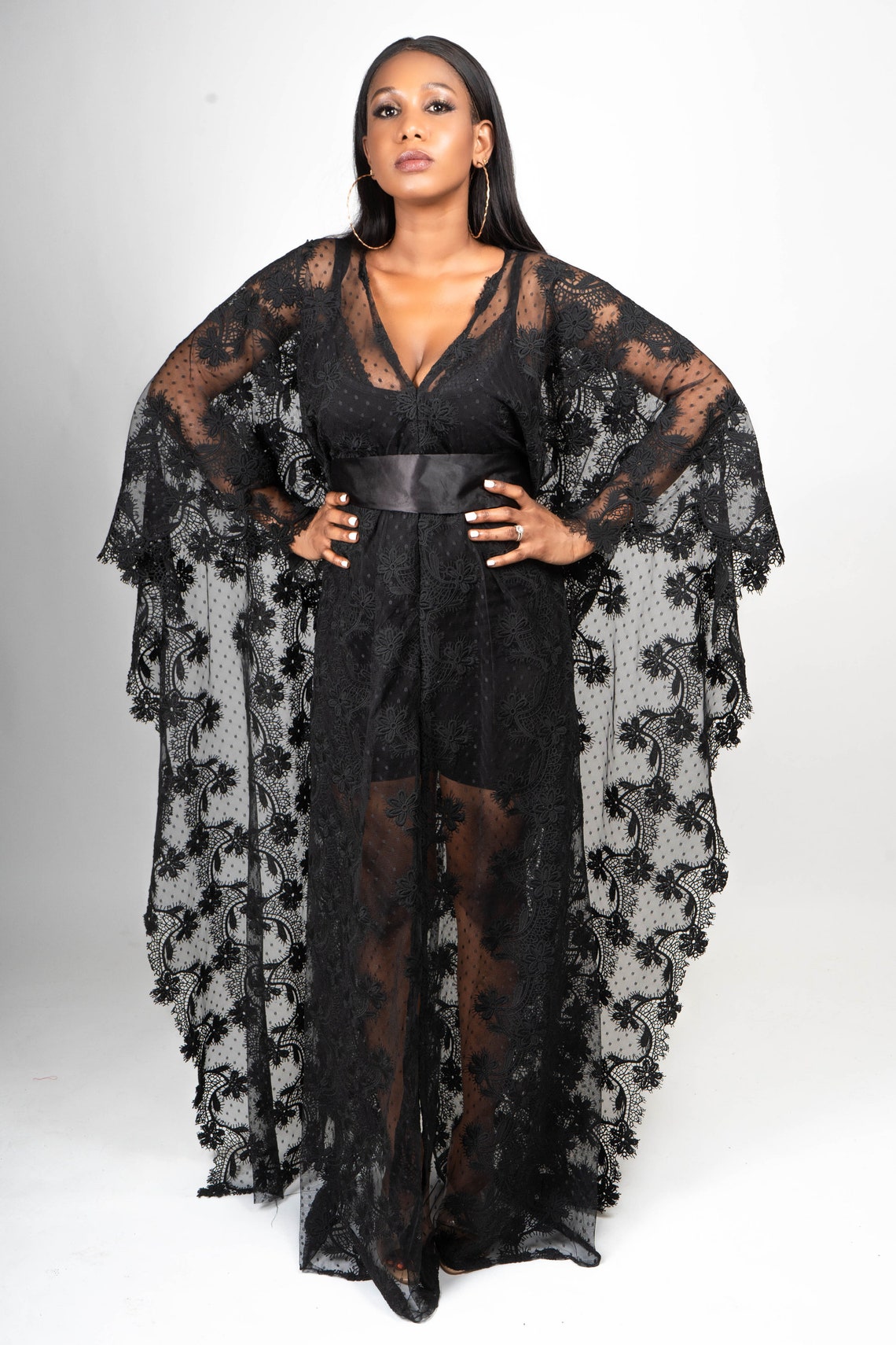 Black Lace Kaftan. Abaya. Caftan for Women - Etsy