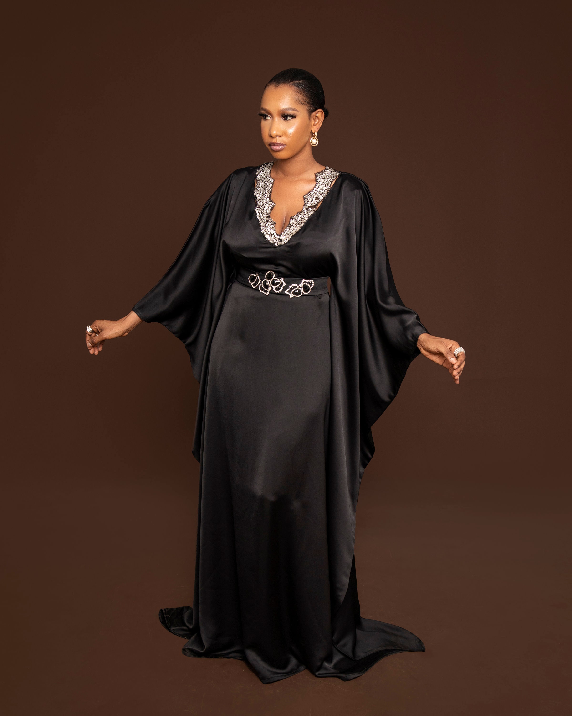 Black and Silver Luxury Beaded Kaftan Abaya Dress/ Kaftan/eid Dress - Etsy