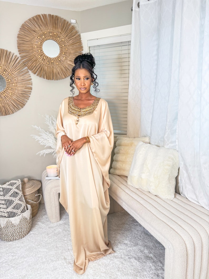 Luxury Beaded Trimming Kaftan Abaya Dress - Etsy
