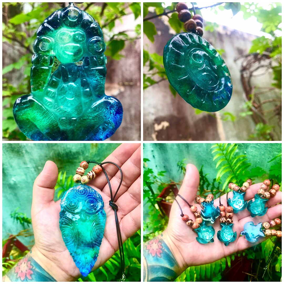 Bagua Line Taino Indigenous Resin Jewelry Guanin Atabey Water Necklace ...