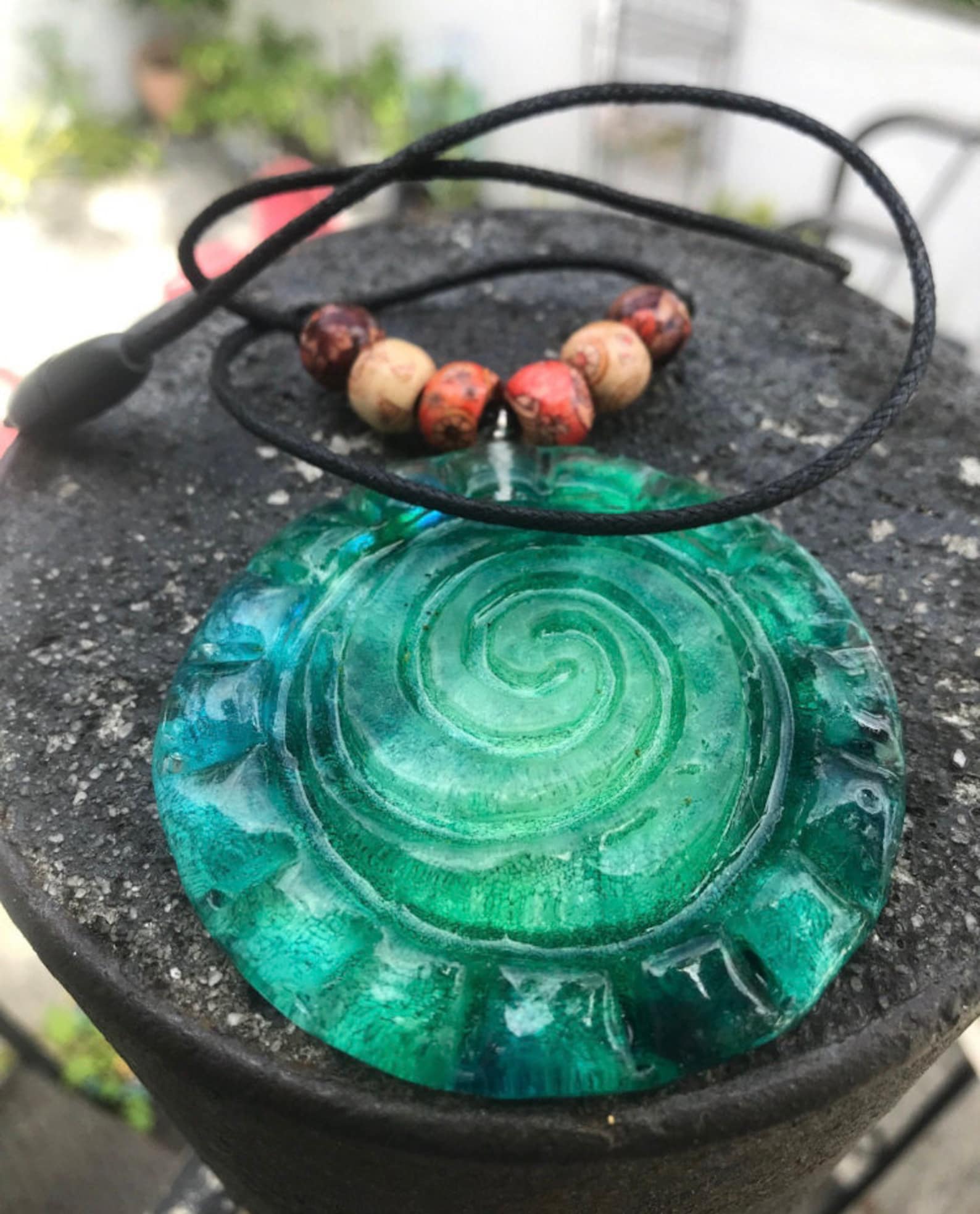Bagua Line Taino Indigenous Resin Jewelry Guanin Atabey Water Necklace ...