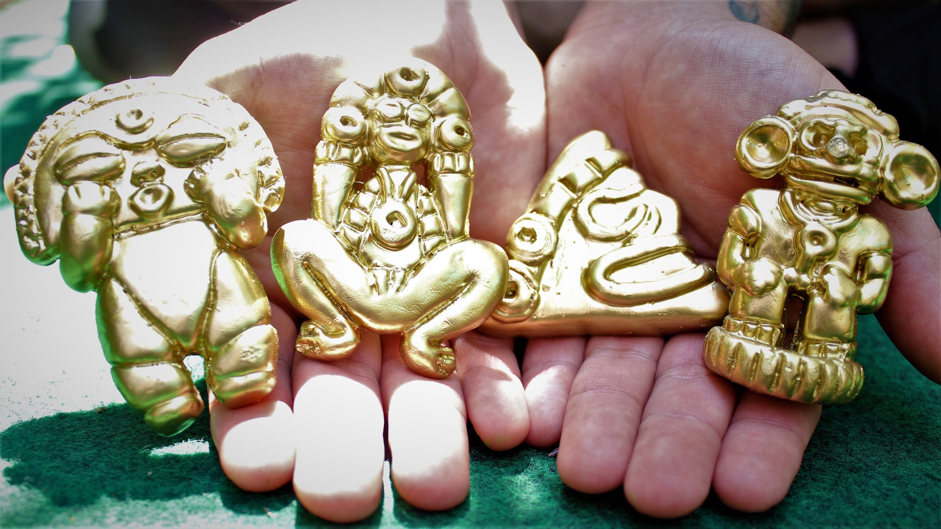 Metallic Gold Color Taino Art Sculptures Cemis Set of 4 - Etsy