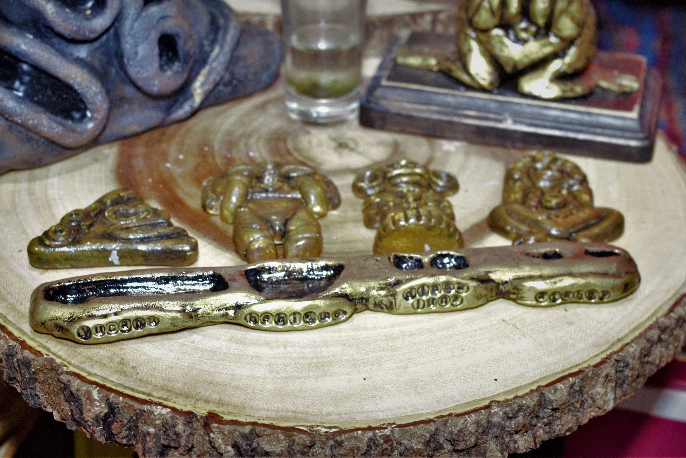 Metallic Gold Color Taino Art Sculptures Cemis Set of 4 | Etsy