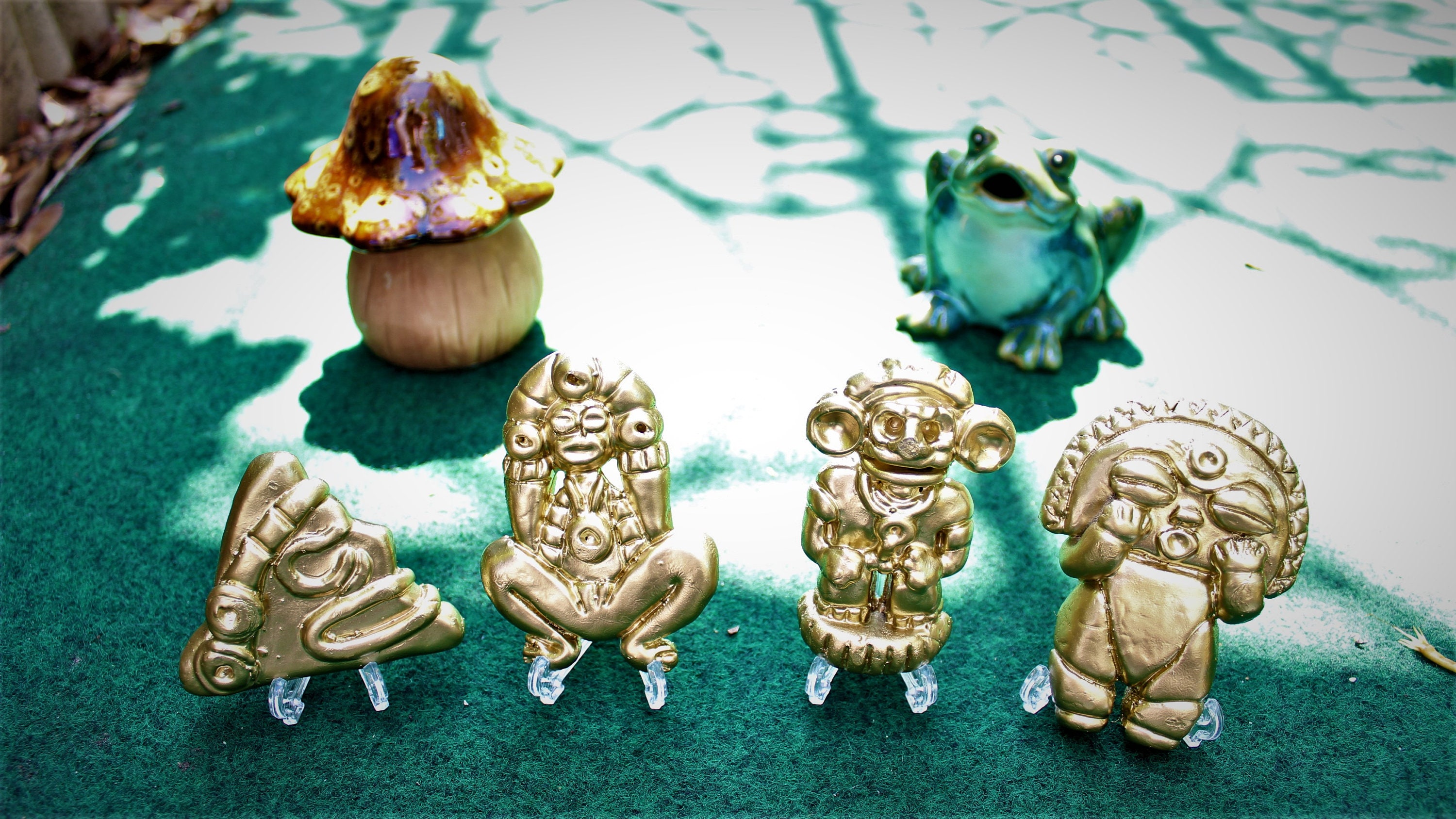 Metallic Gold Color Taino Art Sculptures Cemis Set of 4 - Etsy