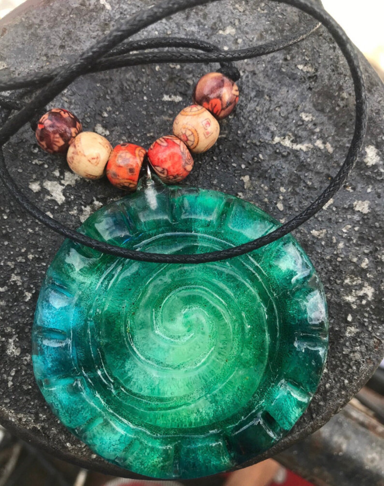 Bagua Line Taino Indigenous Resin Jewelry Guanin Atabey Water Necklace ...