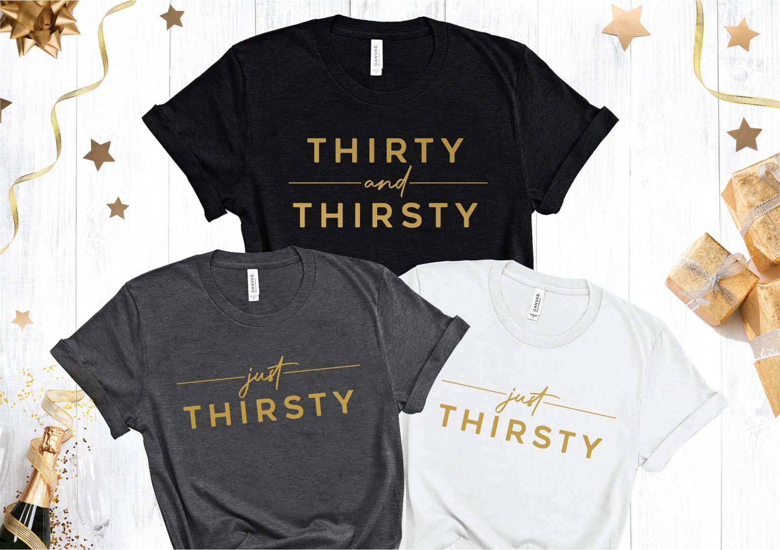 30th Birthday Group T-shirts Thirty and Thirsty Shirt Just - Etsy