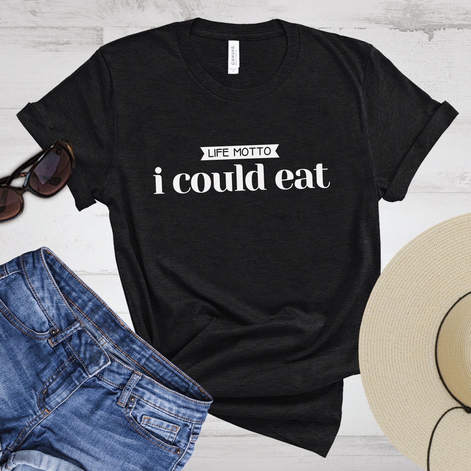 Life Motto I Could Eat T-shirt, Funny Quote Tee, Trendy Tees, Gift ...