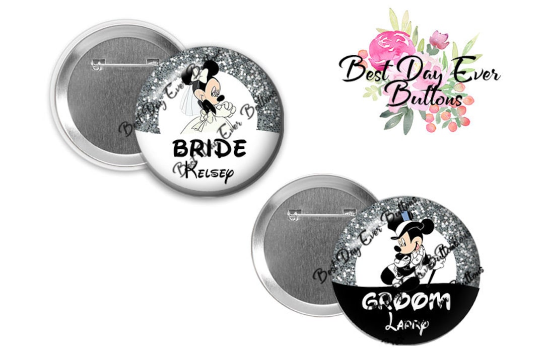 Mickie and Minnie -disney Wedding Buttons-disney Buttons-disney Wedding ...