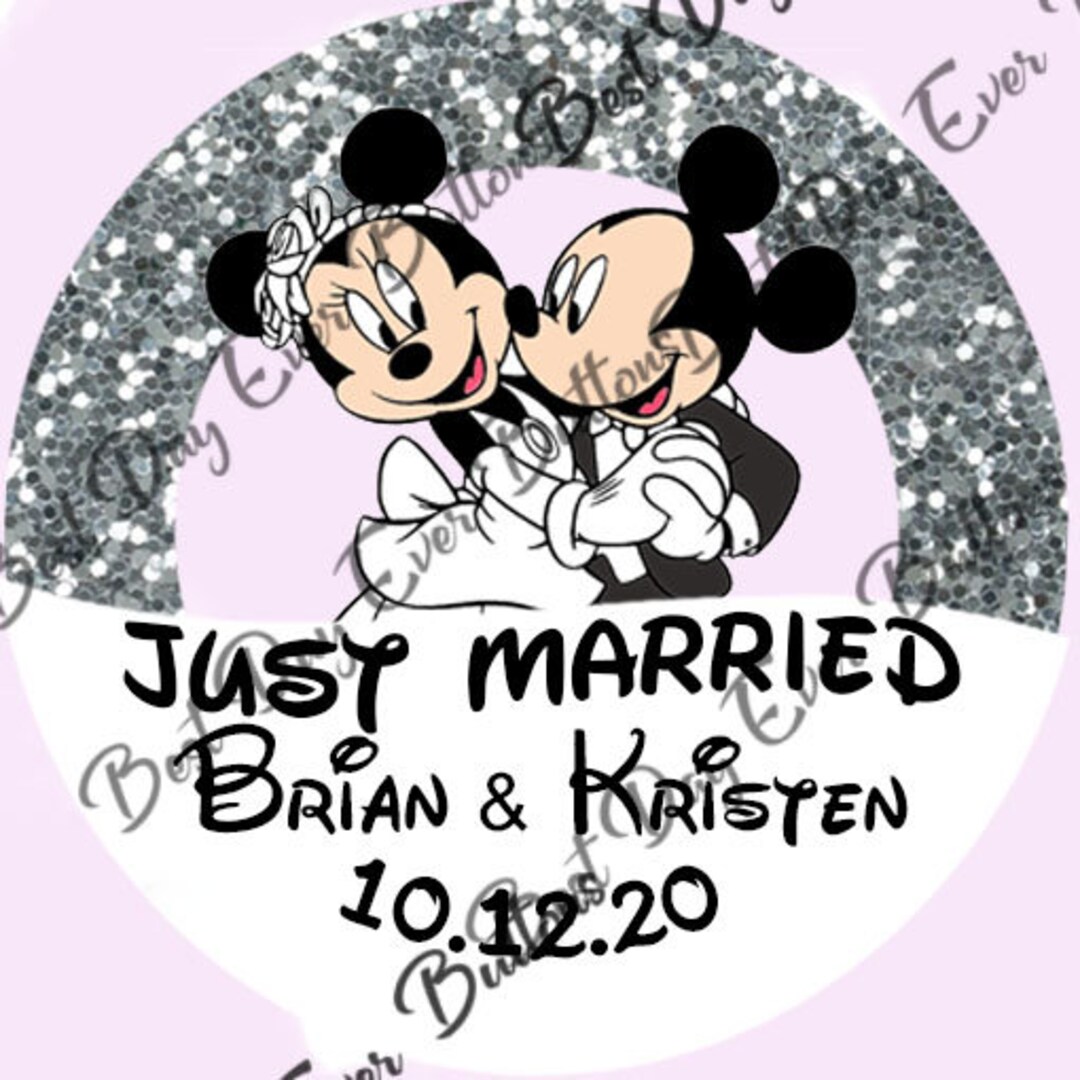 Mickey Minnie Just Married Buttons-disney Wedding Buttons-disney ...
