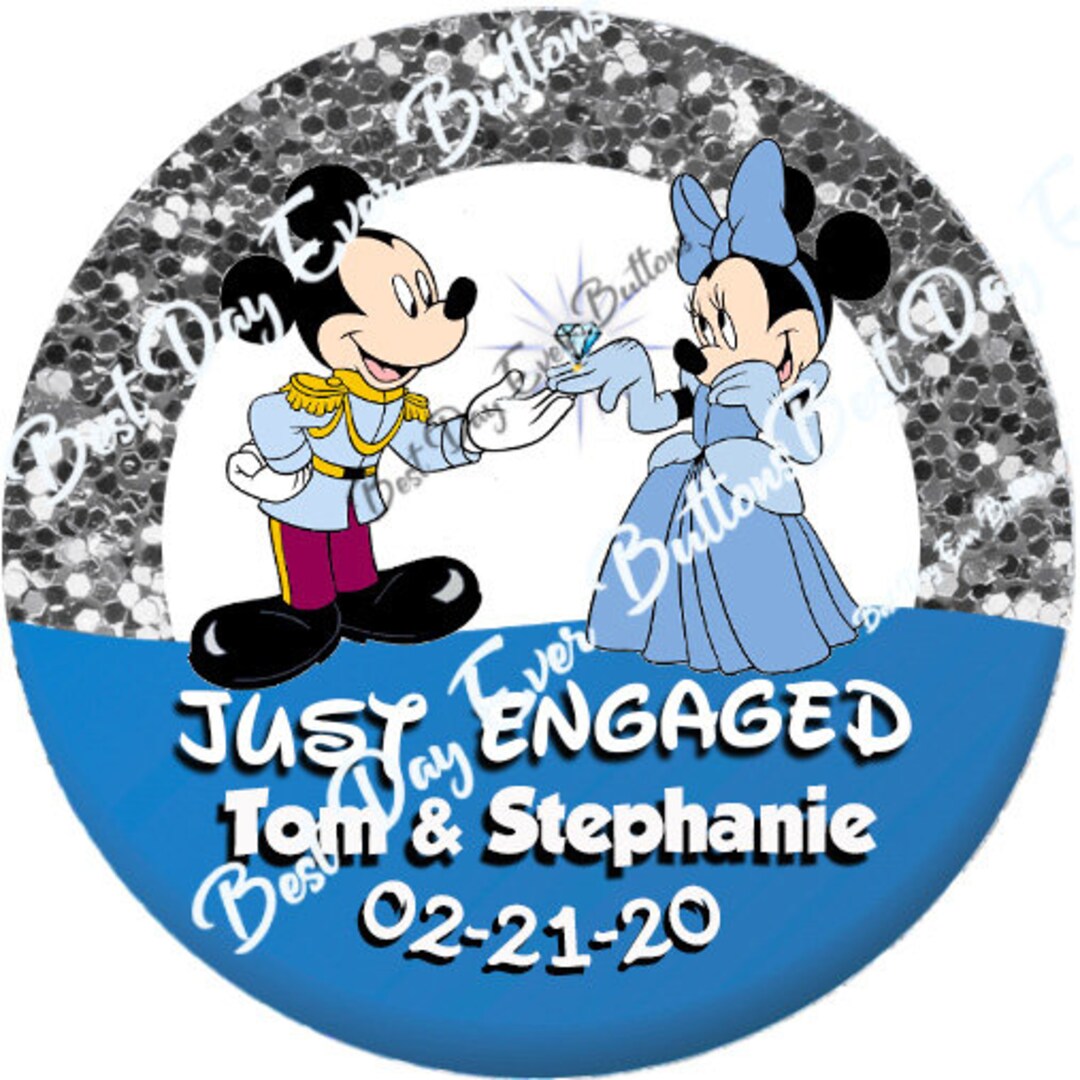 Disney Just Engaged Buttons-disney Just Engaged Pins-disney Engagement ...