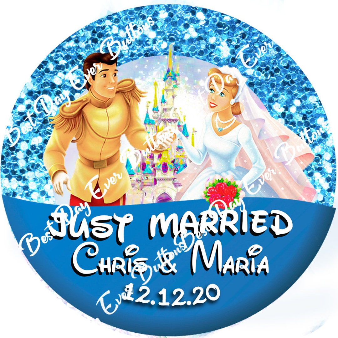 Cinderella and Prince Charming-disney Wedding Buttons-disney Buttons ...
