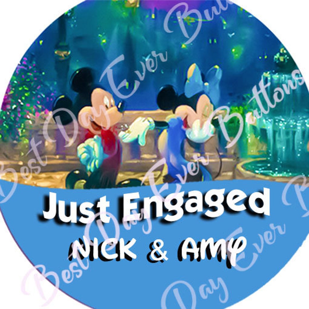 Disney Just Engaged Buttons-disney Just Engaged Pins-disney - Etsy