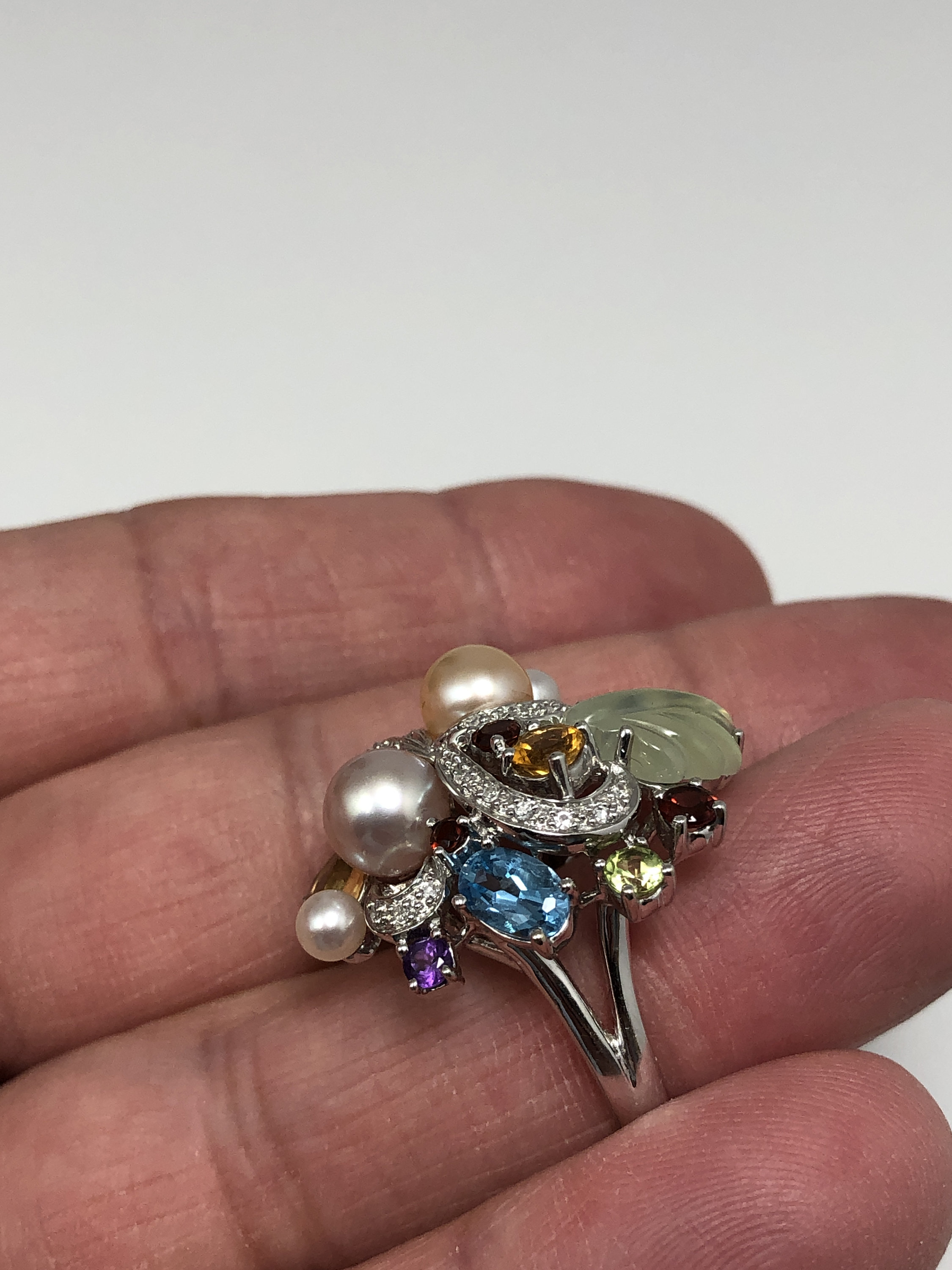 14K Gold, Multi-gemstone Ring - Etsy