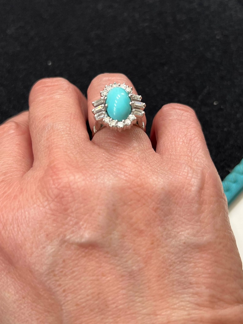 Vintage Robins Egg Blue Turquoise Platinum And Diamond Etsy