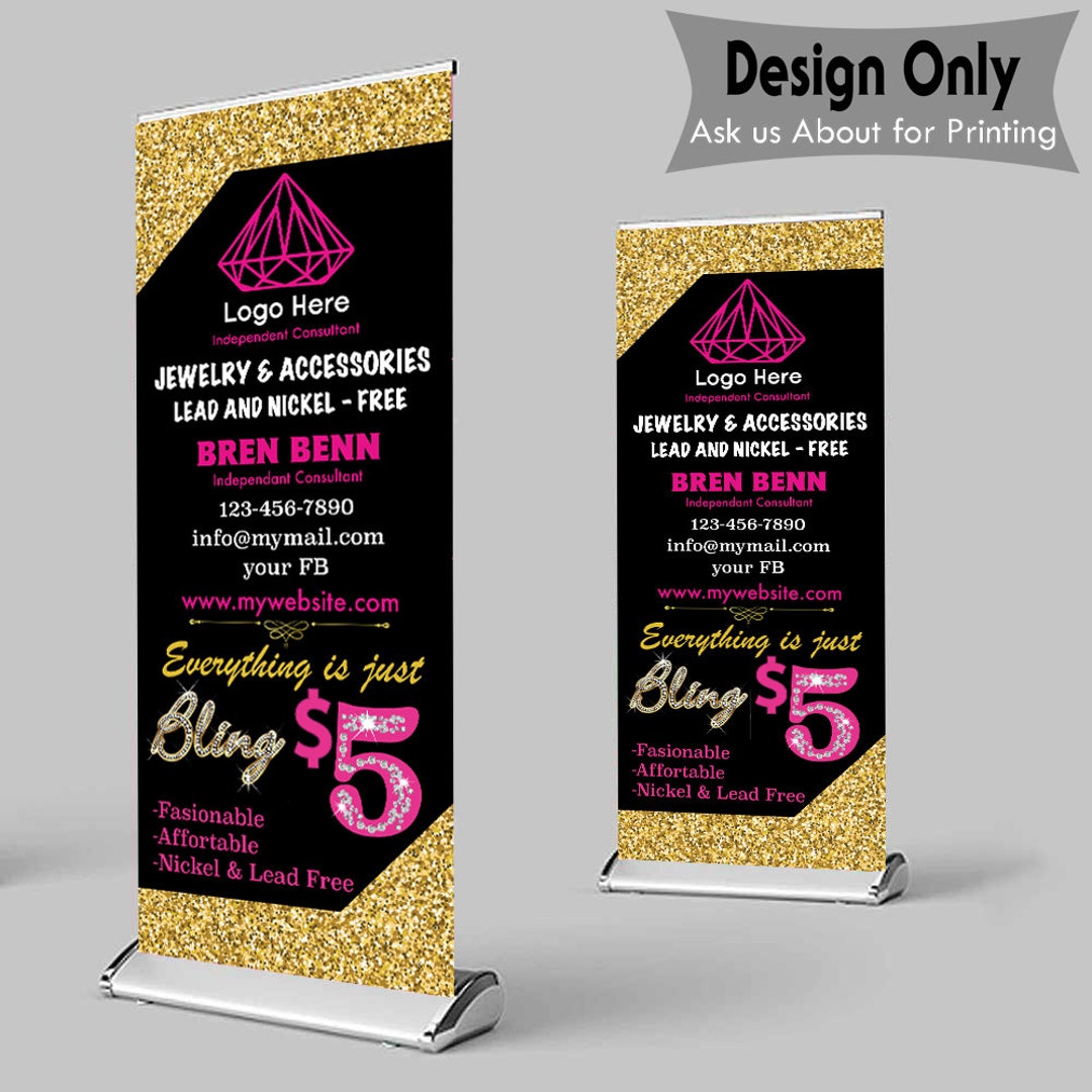 Personalized Jewelry Retractable Banner 33x81_ Custom Retractable ...