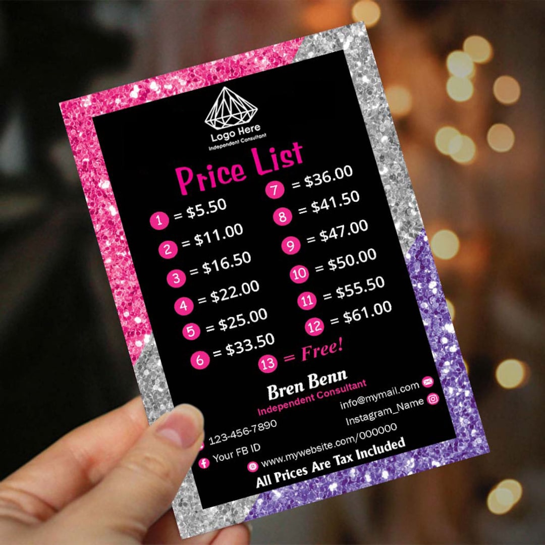 Personalized Jewelry Price List _ Digital File Only - Etsy