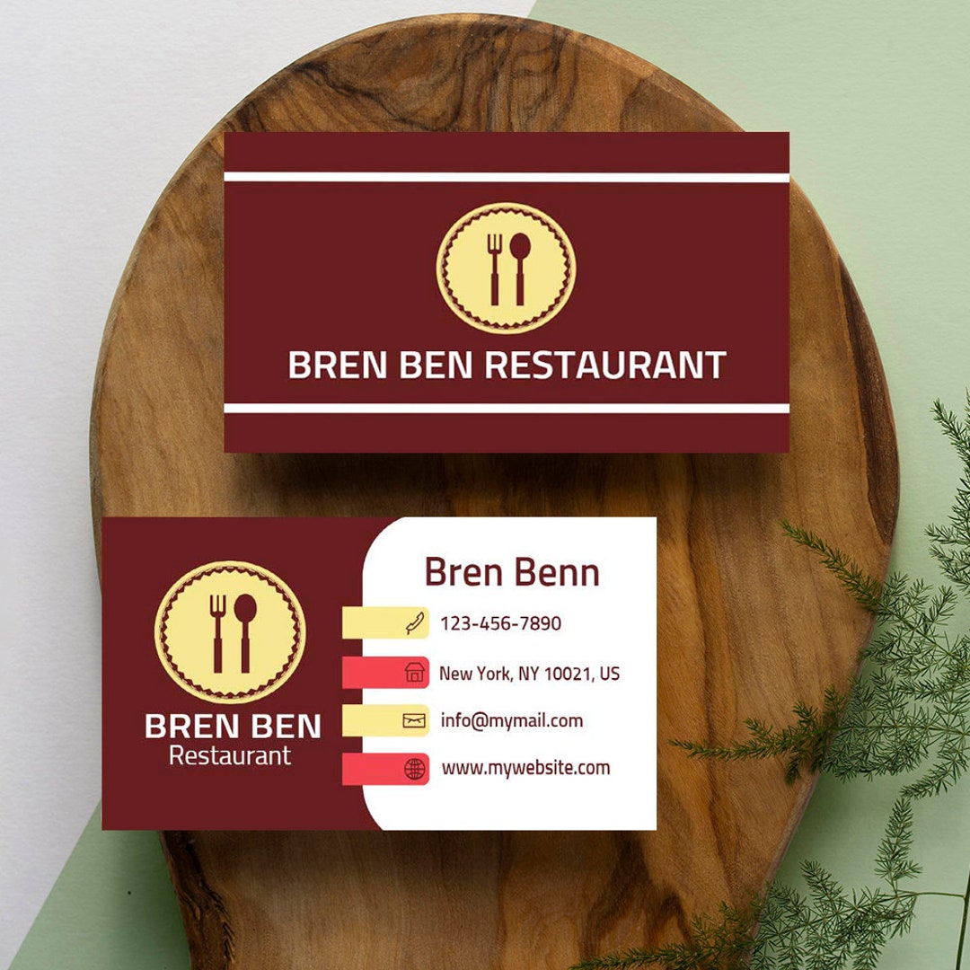 Hotel & Food Service Business Cards _ Custom Hotel and Food Service ...
