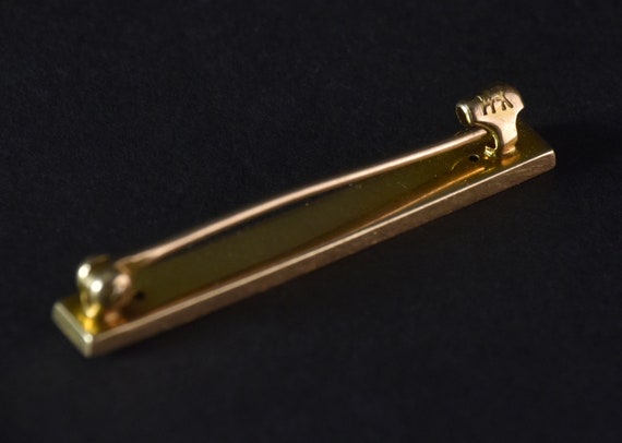 14K Engraved Gold Bar Pin - Gem