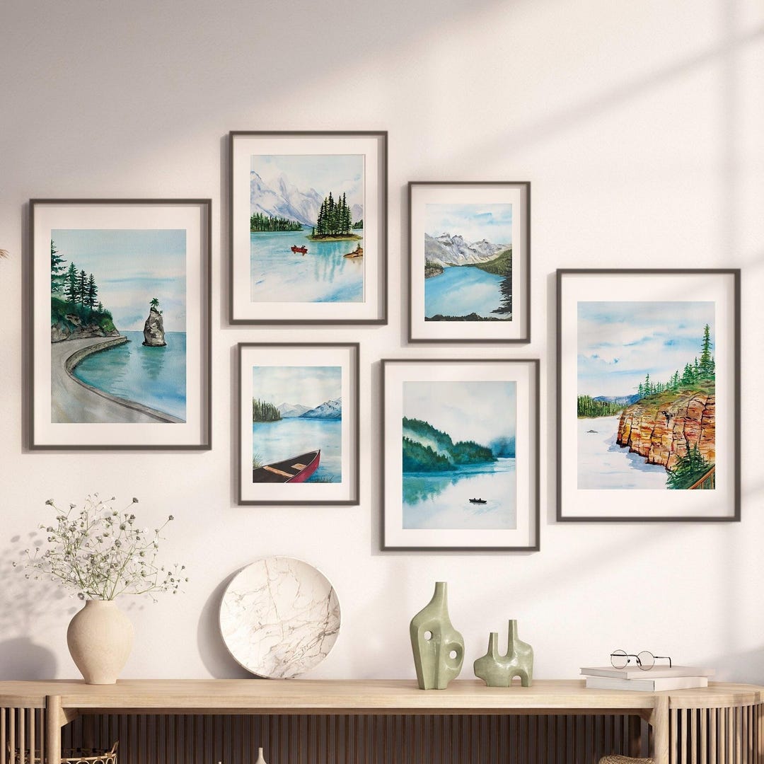 Canadian Landscape Watercolor Print Set: Banff & Jasper Art (6 Prints ...