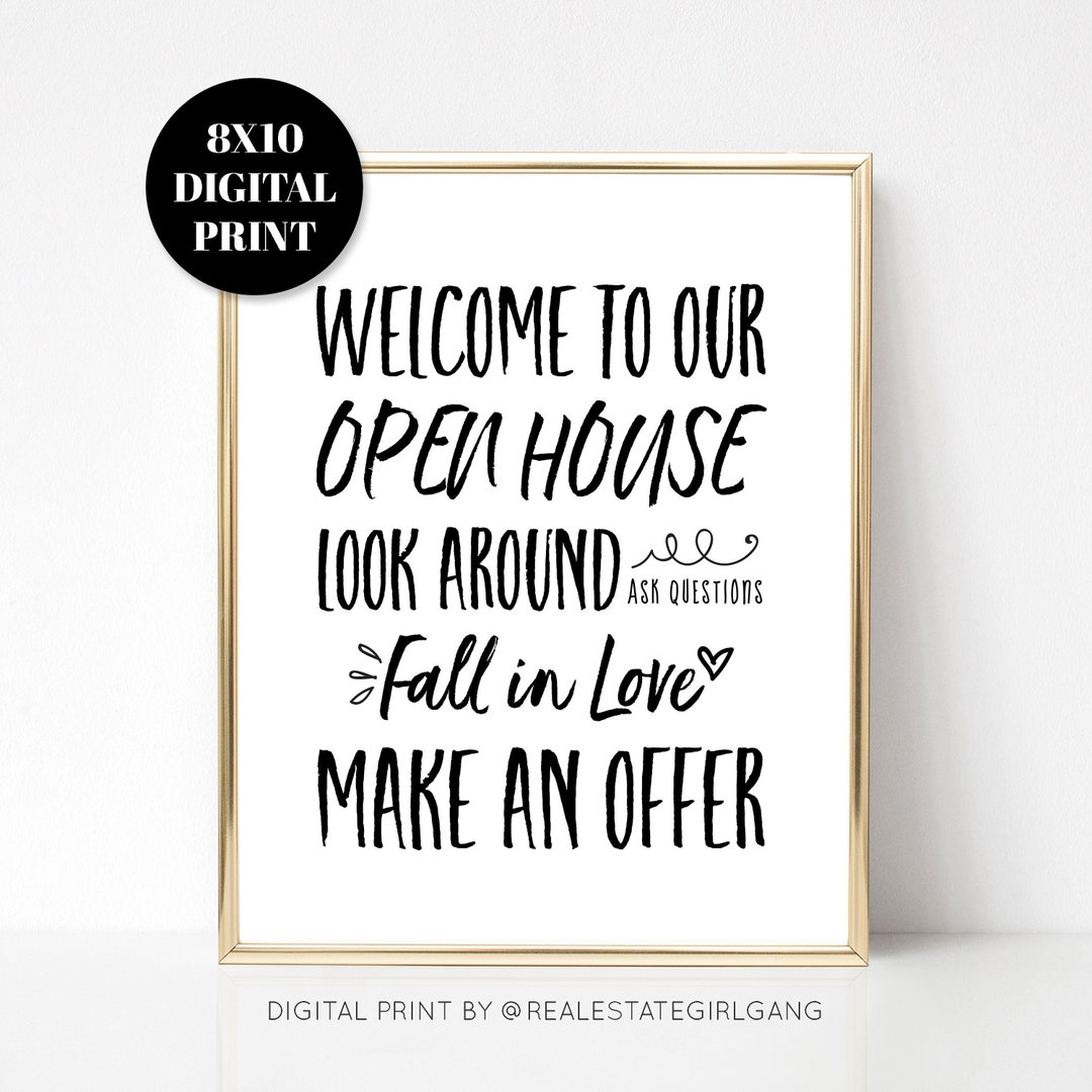 Open House Welcome Sign Realtor Open House Sign Real Estate - Etsy