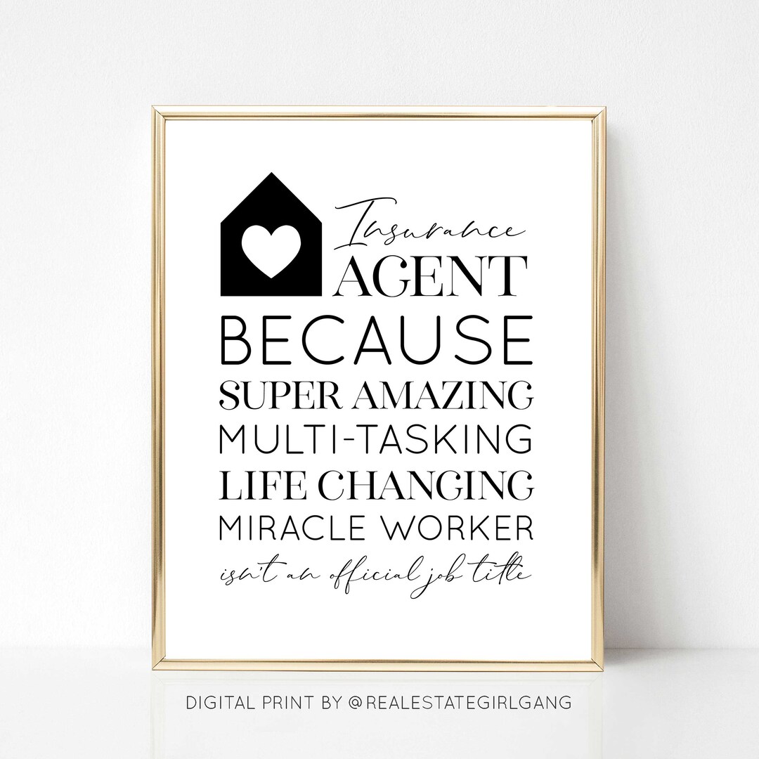 Insurance Agent Because Printable Quote Insurance Agent Printable Gift ...