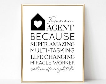 Insurance Wall Art Insurance Gift Insurance Agent Gift - Etsy