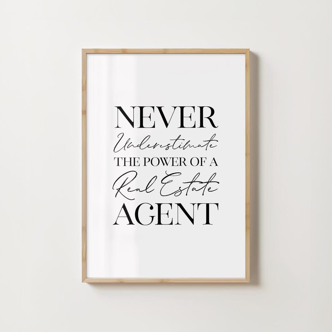 Real Estate Agent Quote Office Decor Wall Art Motivational Poster ...
