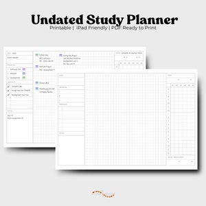 Study Planner Page Digital Weekly Tracker | Undated Planner | A4 PDF ...
