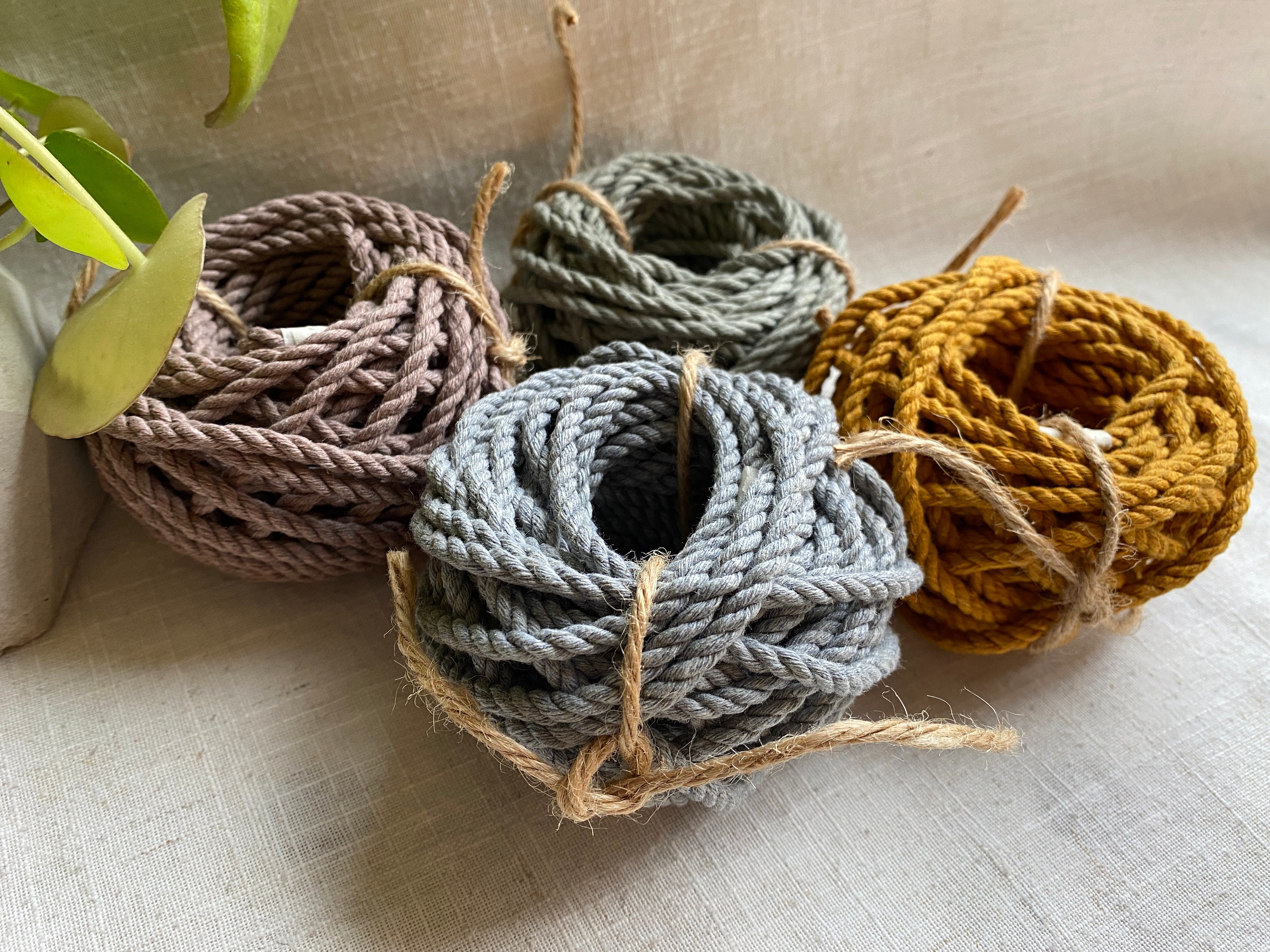 10 Metres 4mm 3ply Macrame Cord,%100 Cotton,mink,sage,medium Grey ...