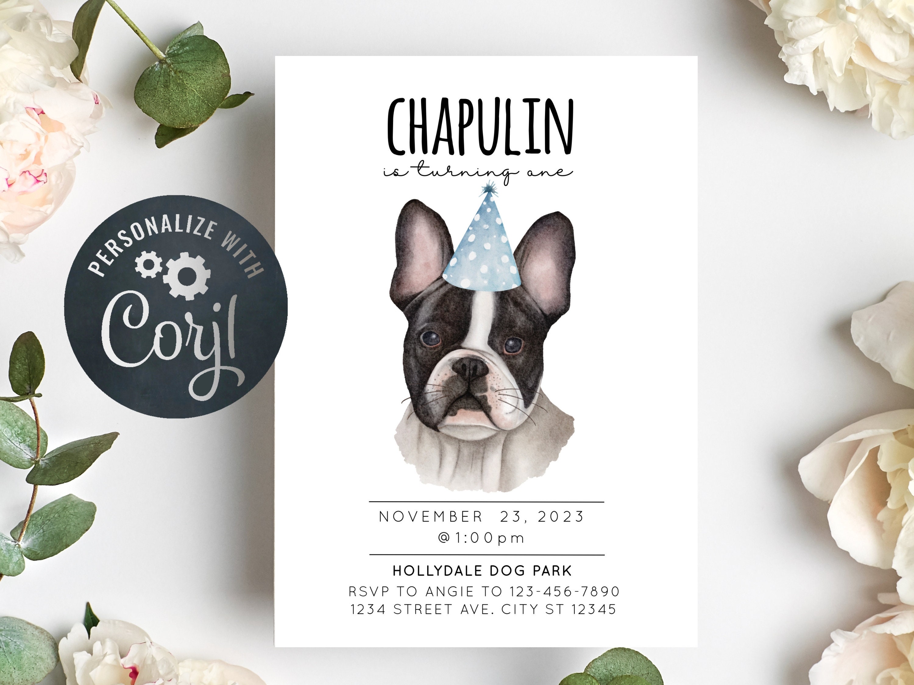 Frenchie Birthday Invitation Template L Pets Birthday Invite L Digital ...