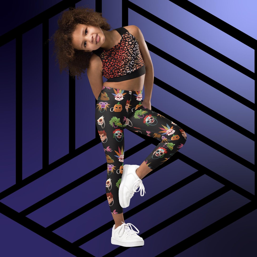 Kid's Halloween Leggings Retro Animation Face Mask Pants October 31 ...